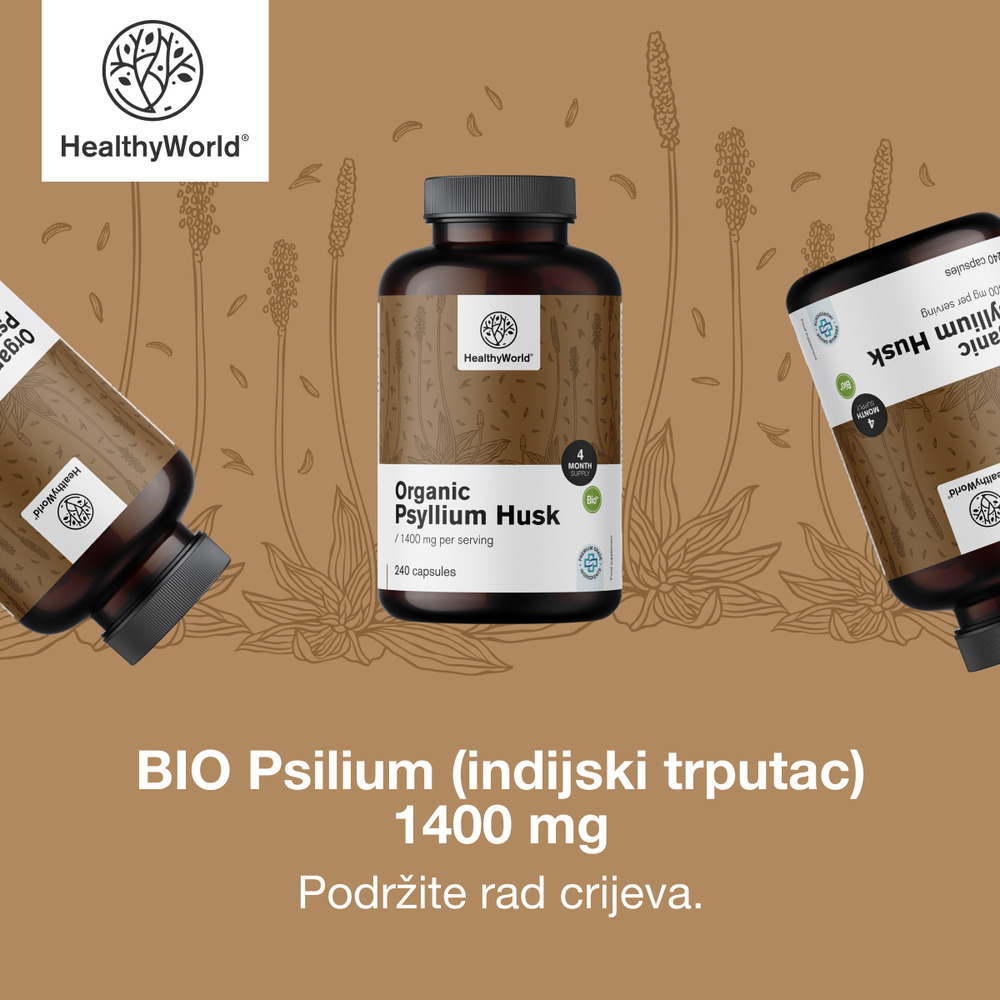 3x BIO Psilium (indijski trputac) 1400 mg, ukupno 720 kapsula ...